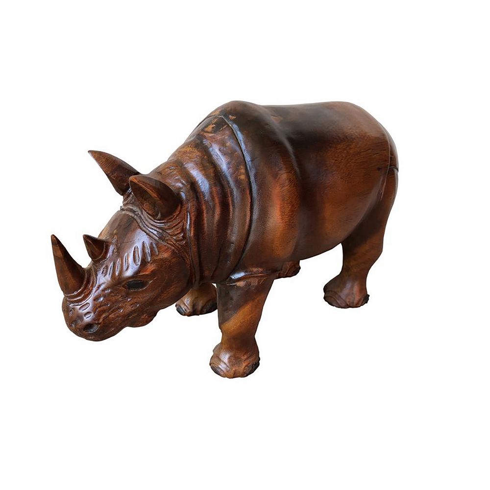Rhino Statue Teak/ Mahogany