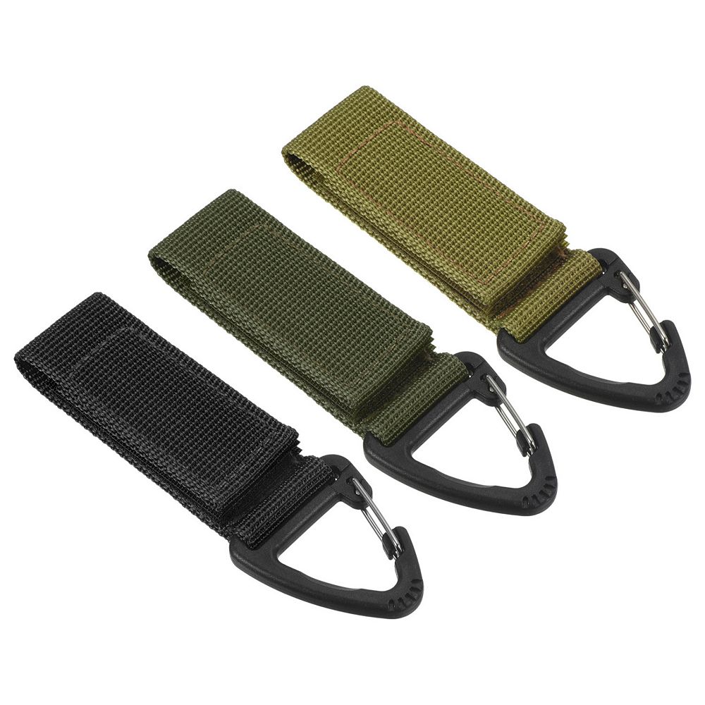 3pcs Nylon Webbing Buckle Keychain With Sticky Tape Clip For Outdoor ...