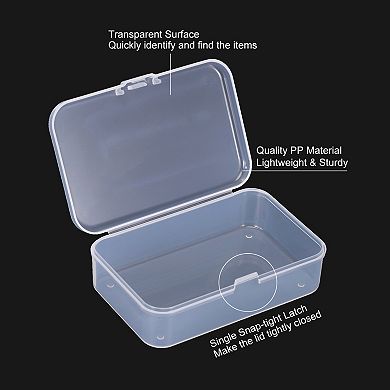 6 Pack 3.3x2.2x1 Inch Plastic Clear Storage Box With Hinged Lid