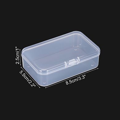 6 Pack 3.3x2.2x1 Inch Plastic Clear Storage Box With Hinged Lid