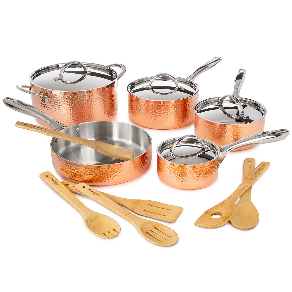 BergHOFF Vintage 15 pc Tri-Ply Copper Cookware Set with Lids