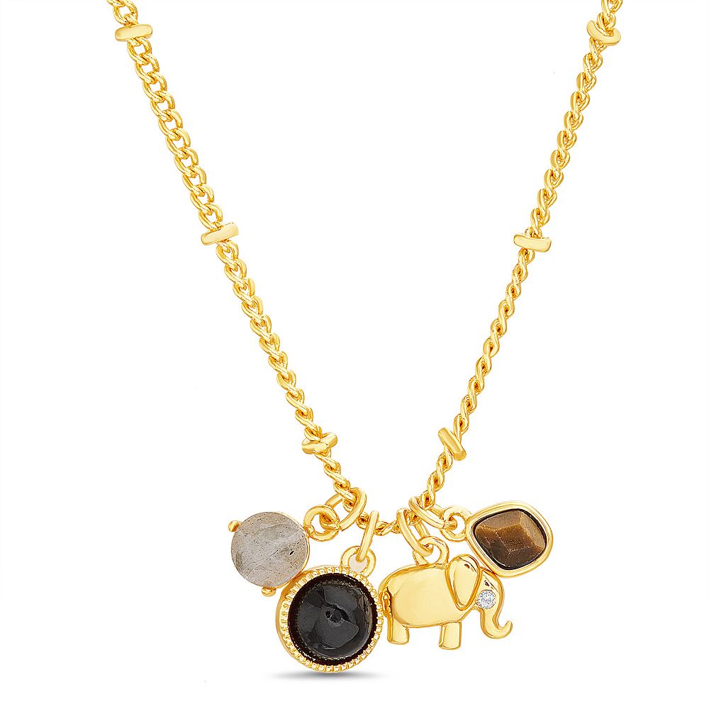 Paige Harper Color Therapy Gold Tone Gemstone Cluster & Elephant Charm ...