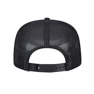 Men's New Era Black Los Angeles Angels Score Check A-Frame Trucker ...