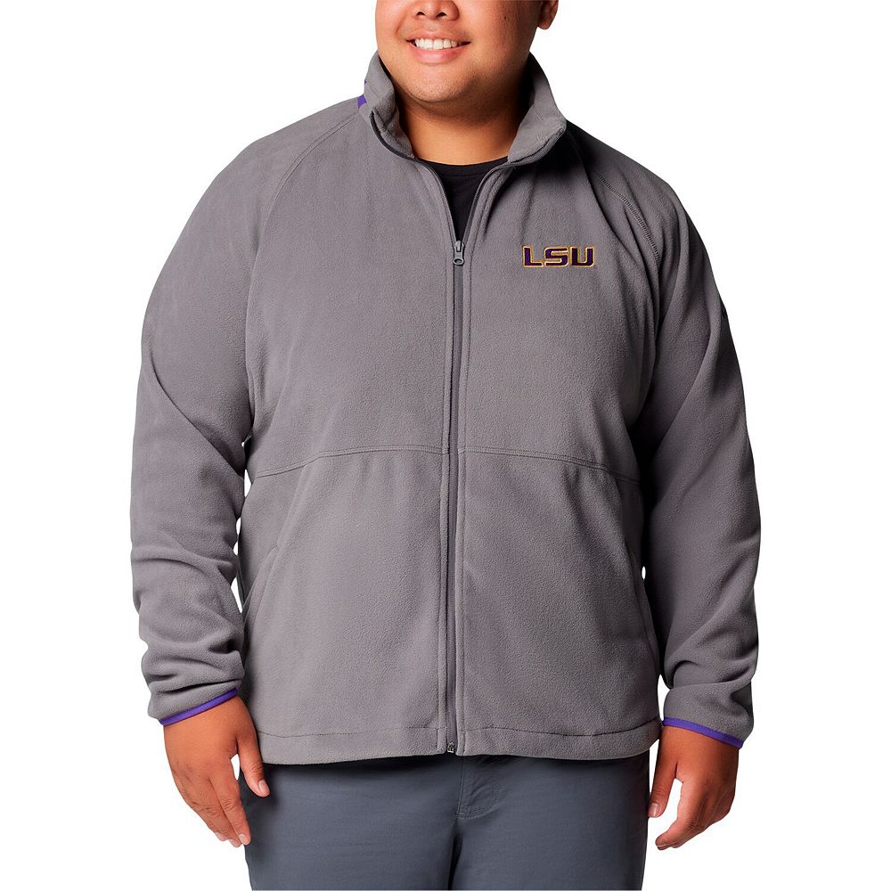 Men's Columbia Gray LSU Tigers Big & Tall Flanker IV Fleece Raglan Full ...