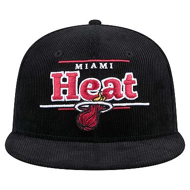 Men's New Era Black Miami Heat Throwback Display Corduroy 9FIFTY ...