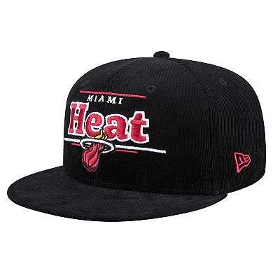 Men's New Era Black Miami Heat Throwback Display Corduroy 9FIFTY ...