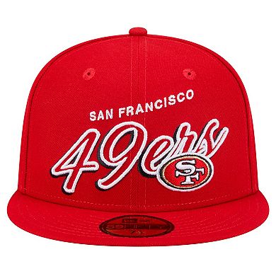 Men's New Era Scarlet San Francisco 49ers Script Sided 59FIFTY Fitted Hat