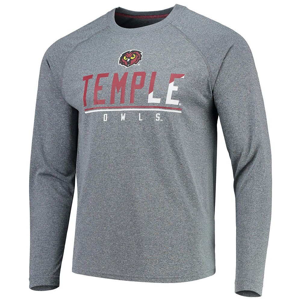 Men's Champion Gray Temple Owls Road Warrior Performance Long Sleeve T ...