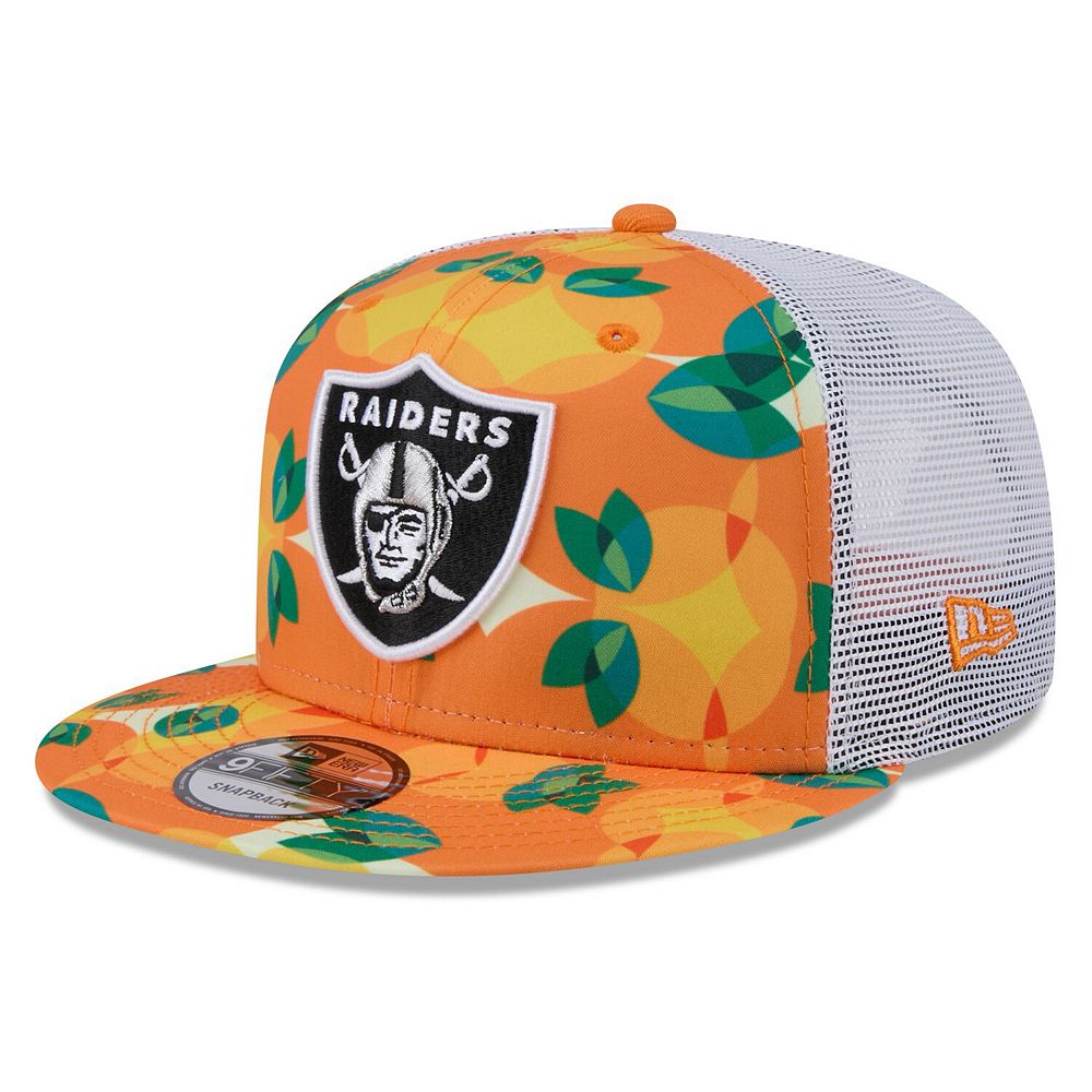 Men's New Era Orange Las Vegas Raiders Citrus 9FIFTY Trucker Snapback Hat