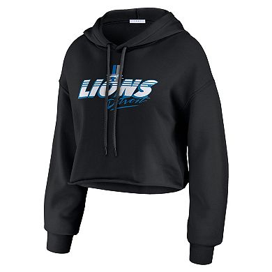 Women's WEAR by Erin Andrews Black Detroit Lions Prime Cropped Pullover ...