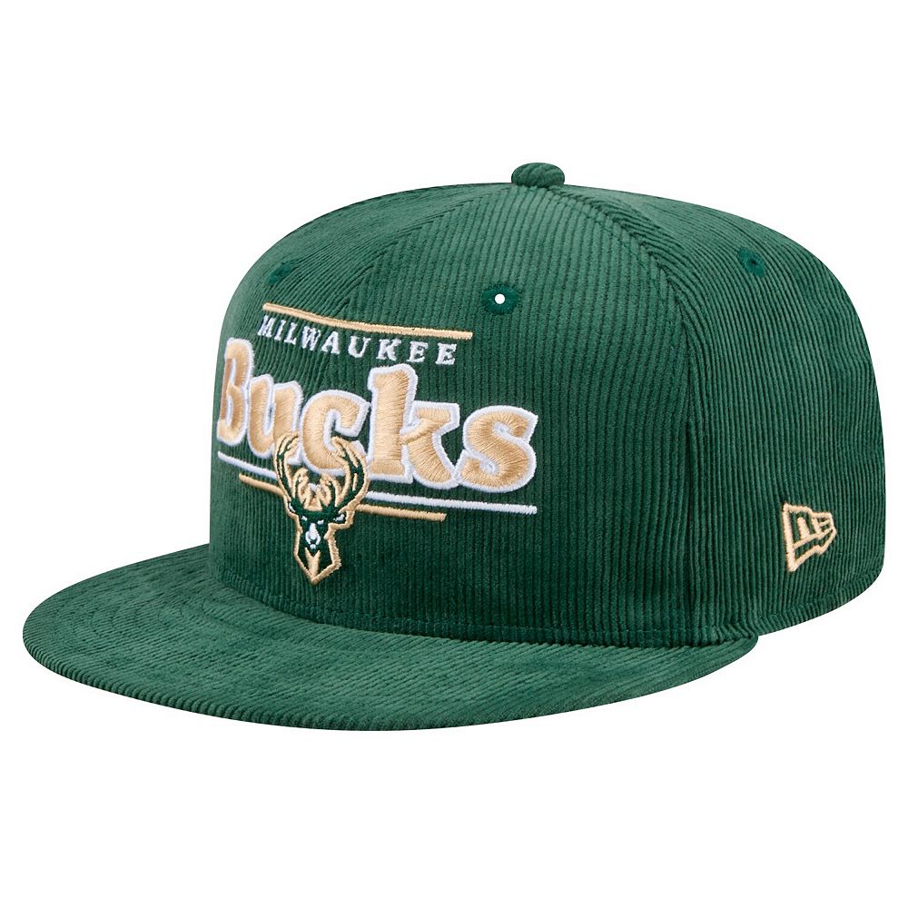 Men's New Era Hunter Green Milwaukee Bucks Throwback Display Corduroy ...