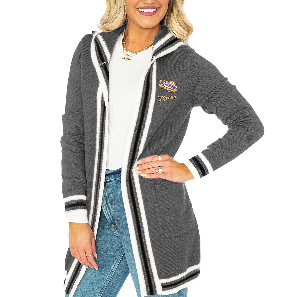 Women's Gameday Couture Gray LSU Tigers Stripe Detail Tri-Blend Hoodie ...