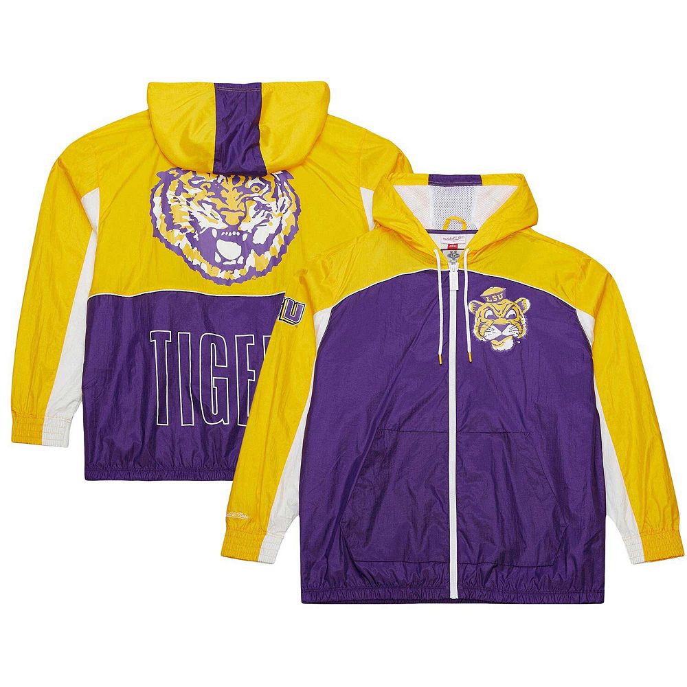 Men's Mitchell & Ness White LSU Tigers Big Shot Premium Full-Zip ...