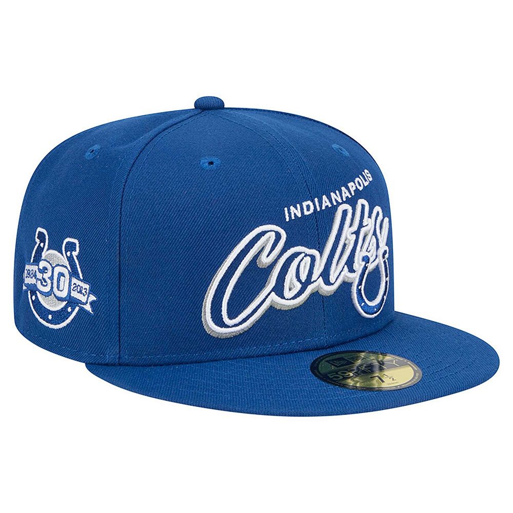 Men's New Era Royal Indianapolis Colts Script Sided 59FIFTY Fitted Hat