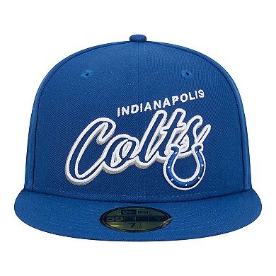 Men's New Era Royal Indianapolis Colts Script Sided 59FIFTY Fitted Hat