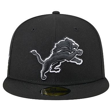 Men's New Era Black Detroit Lions Main Patch 59FIFTY Fitted Hat