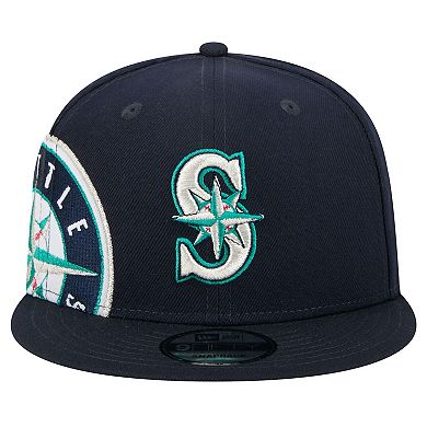 Men's New Era Navy Seattle Mariners Logo Strike 9FIFTY Snapback Hat