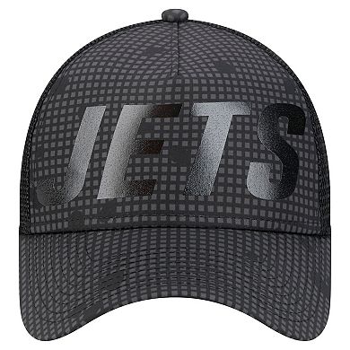 Men's New Era Black New York Jets Throwback Midnight Ink Tonal Text A ...