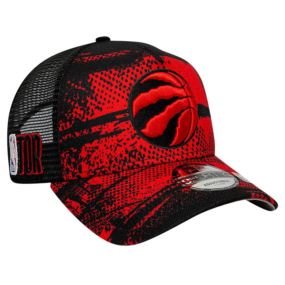 Men's New Era Black/Red Toronto Raptors Tip Off A-Frame Trucker 9FORTY ...