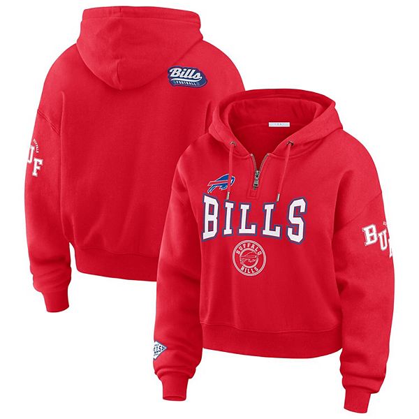 Women's WEAR by Erin Andrews Red Buffalo Bills Plus Size Patch Quarter-Zip Hoodie