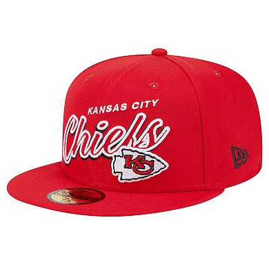 Men's New Era Red Kansas City Chiefs Script Sided 59FIFTY Fitted Hat