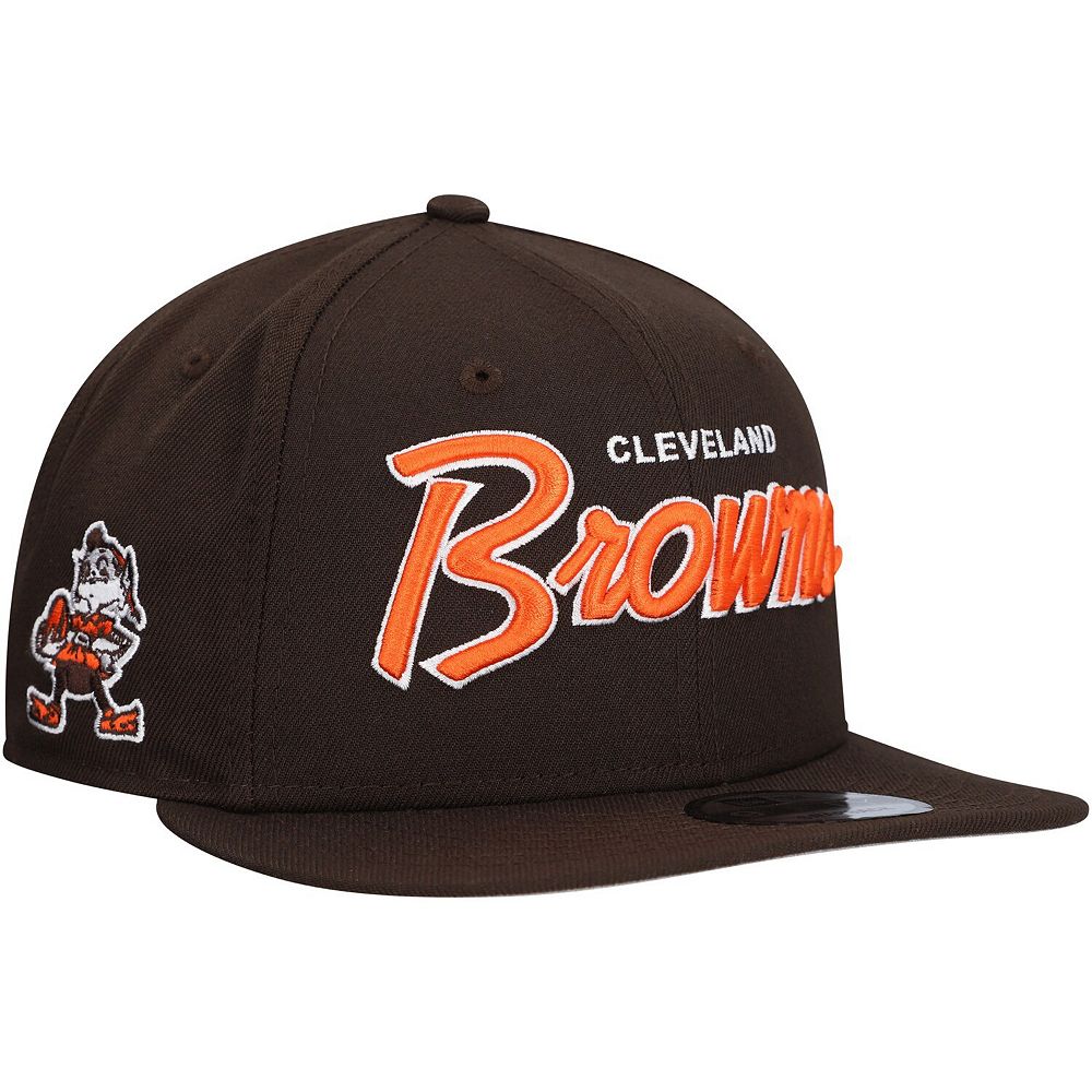Men's New Era Brown Cleveland Browns Throwback Main Script 9FIFTY ...