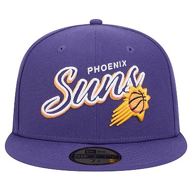 Men's New Era Purple Phoenix Suns Sport Night Script Sided 59FIFTY ...