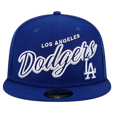Men's New Era Royal Los Angeles Dodgers Script Sided 59FIFTY Fitted Hat