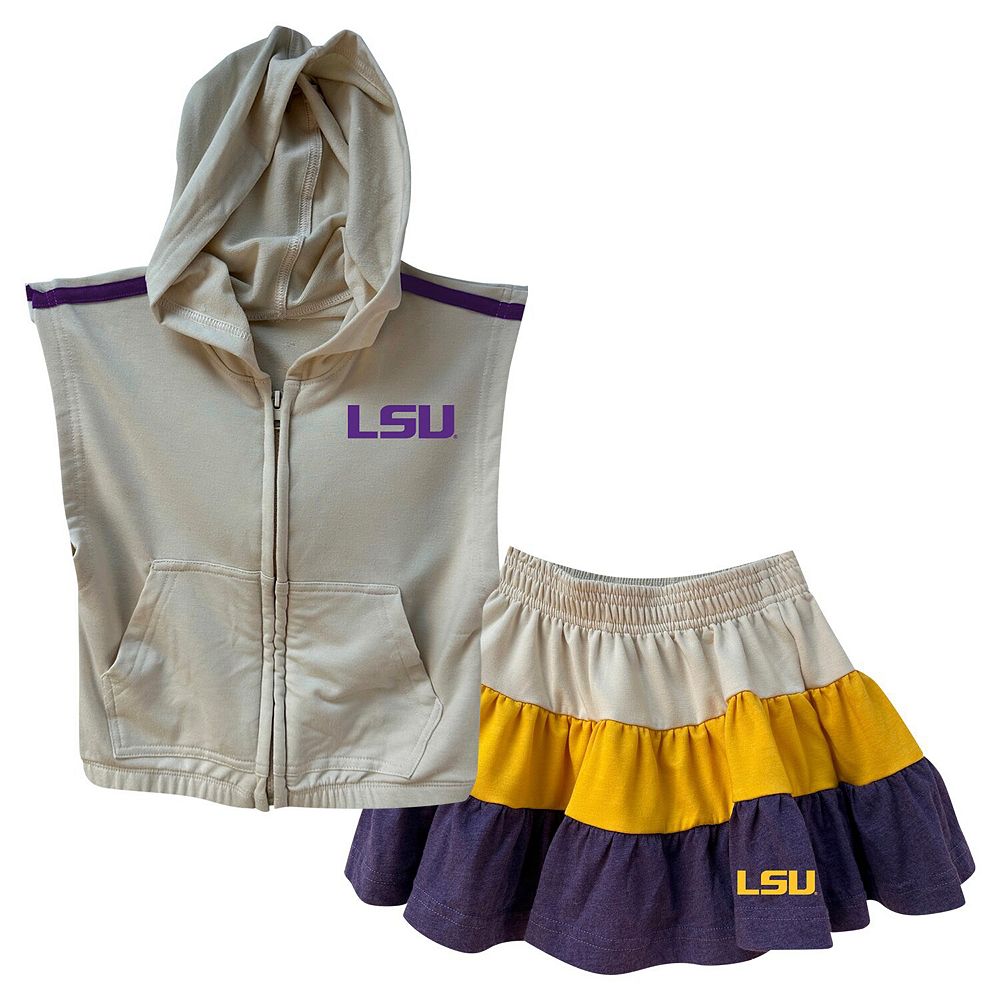 Girls Toddler Wes & Willy Tan LSU Tigers Tri-Blend Sleeveless Full-Zip ...