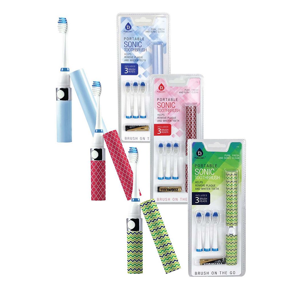 Family Bundle: Pursonic Portable Electric Toothbrush 3-Pack (Blue ...