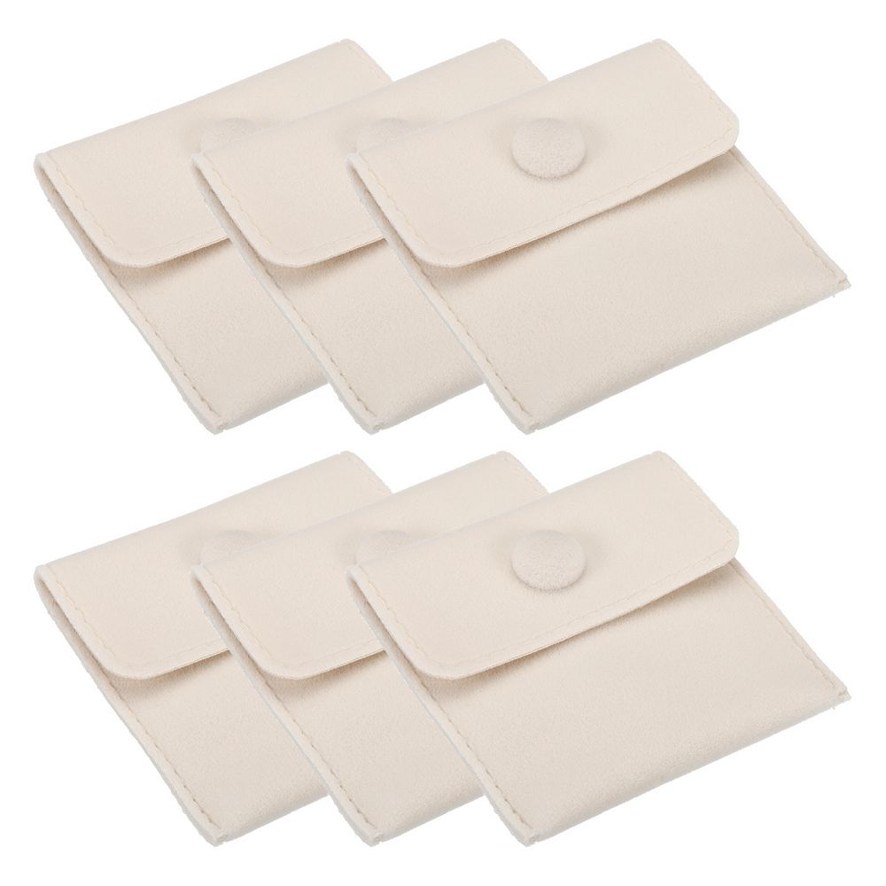 7x7cm Jewelry Pouches With Snap Button, 6 Pcs Soft Storage