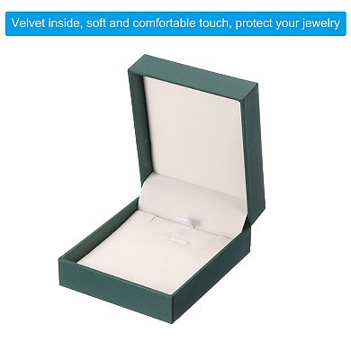 Velvet Necklace Storage Ring Case Box Cuboid 2.7x3.1x1.2 Inch Paper Velvet
