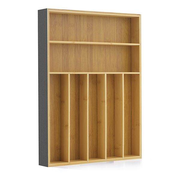 JoyJolt Bamboo 7 Slot Drawer Organizer