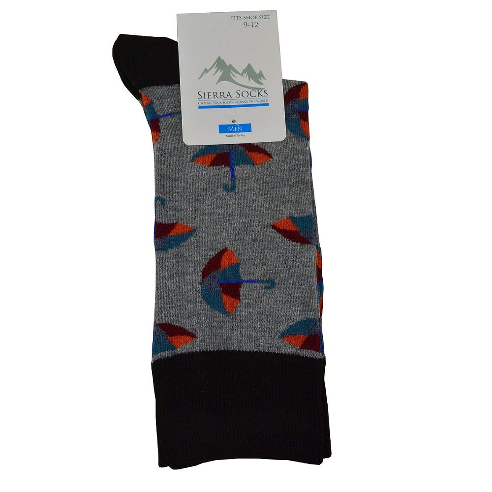 Men Crew Socks with Colorful Umbrella Design