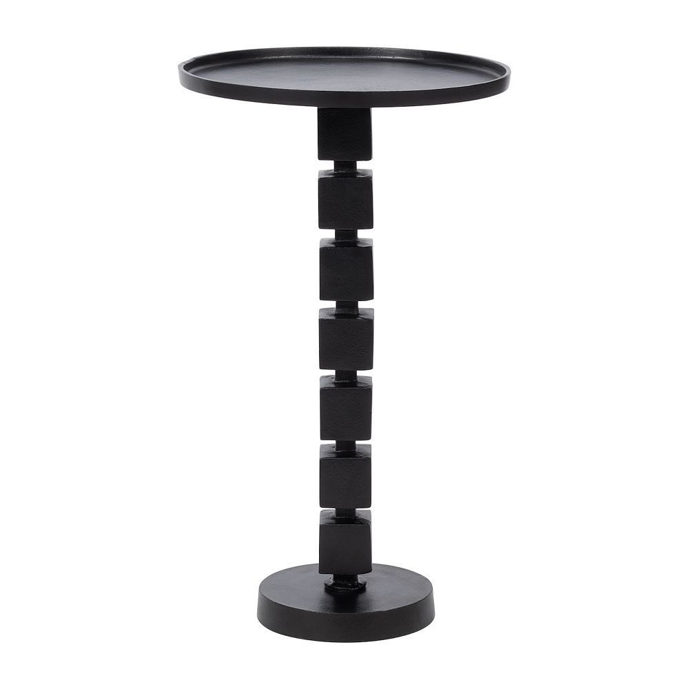 26"h Black Aluminum Stacked Disc Accent Table With Twisted Pedestal ...