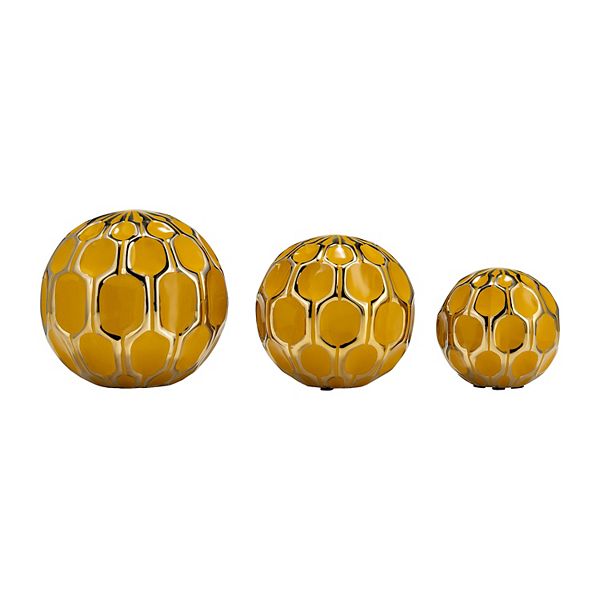 Sagebrook Home Gold Accented Abstract Modern Coastal Decorative Orbs ...