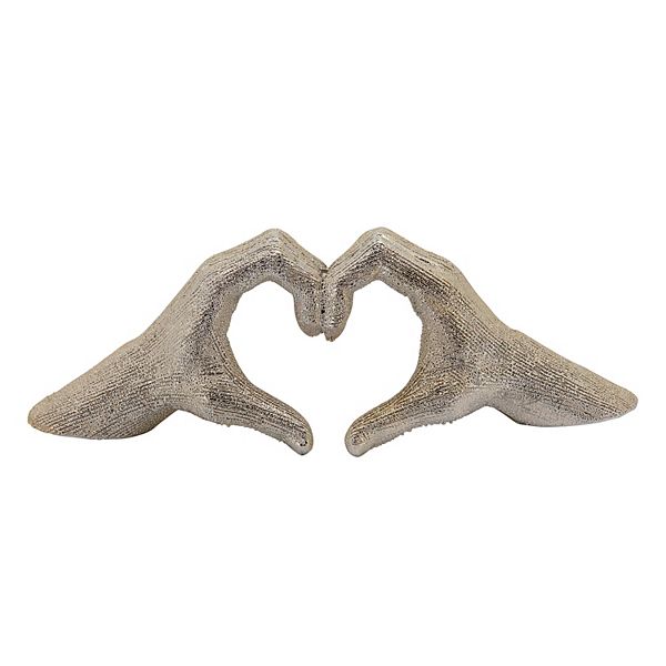 5" Ceramic Heart Hand Sculpture - Contemporary Decorative Heart Shaped ...