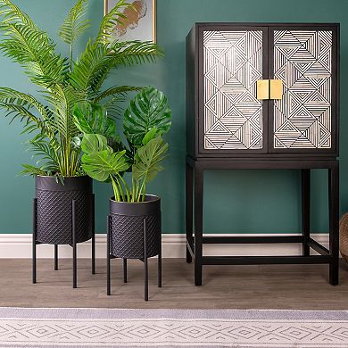 Set Of 2 Fish Scales Plant Pots On Metal Stands For Indoors Or Outdoors ...