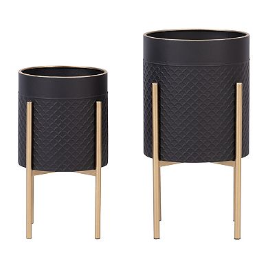 Set Of 2 Fish Scales Plant Pots On Metal Stands For Indoors Or Outdoors ...