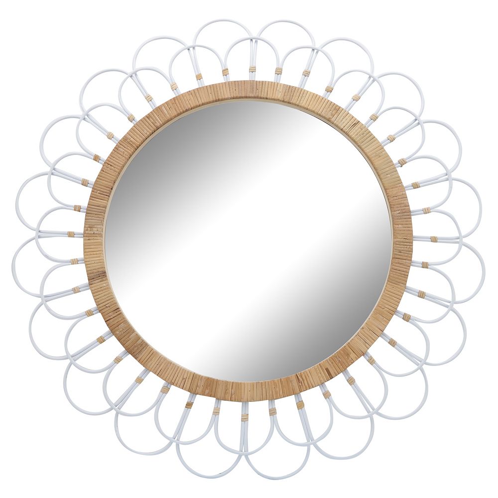Sagebrook Home Chic 36" Daisy Wall Mirror In White - Iron, Glass, Wood ...