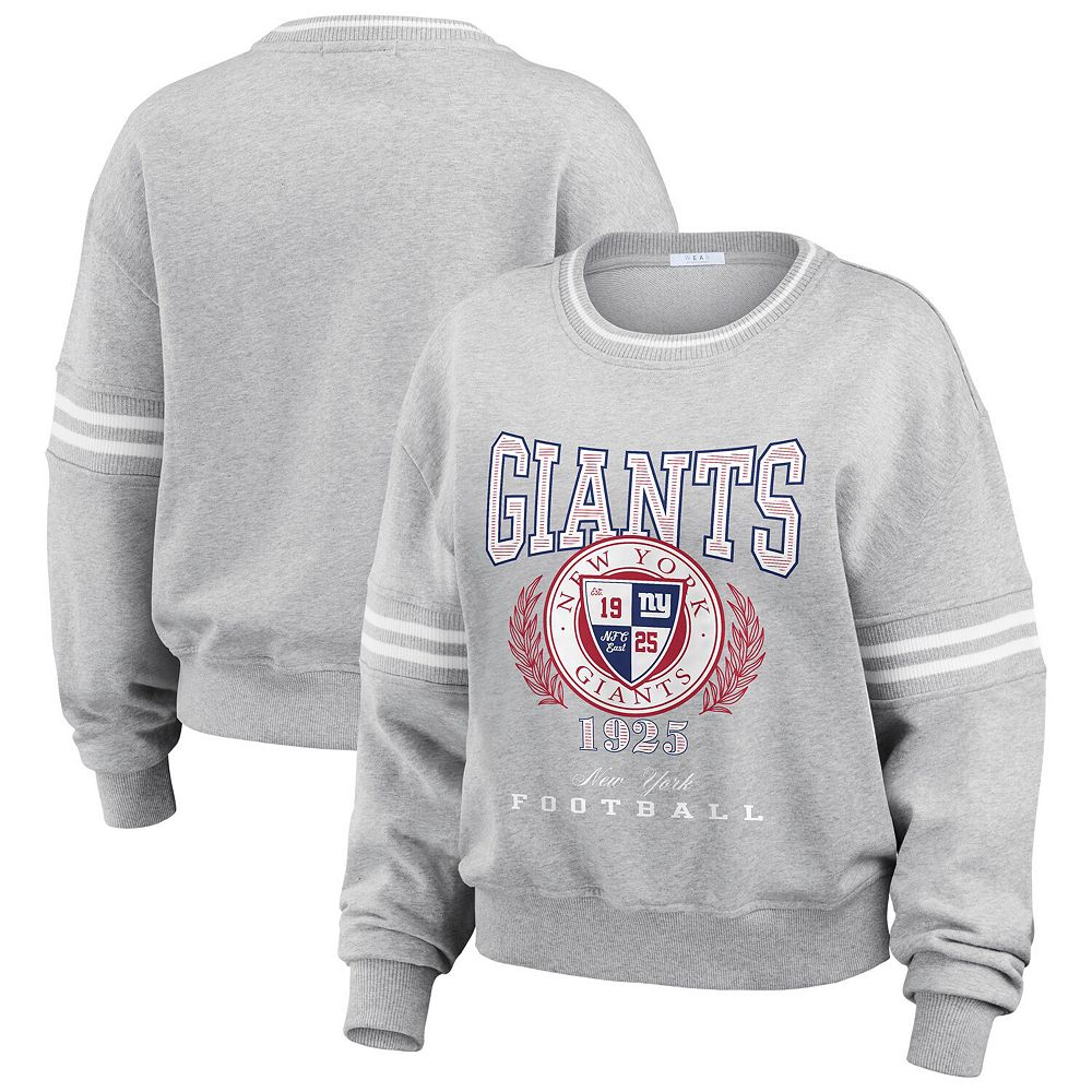 Women's WEAR by Erin Andrews Heather Gray New York Giants Crest Cropped ...