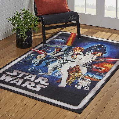 Disney Kids Star Wars Movie Cover Printed Multi Area Rug, 4x6