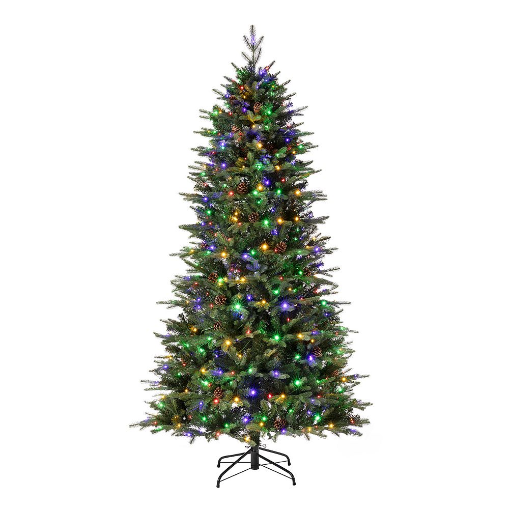 Glitzhome 7ft Pre-lit Fir Slim Christmas Tree With 500 Led Lights, 9 ...