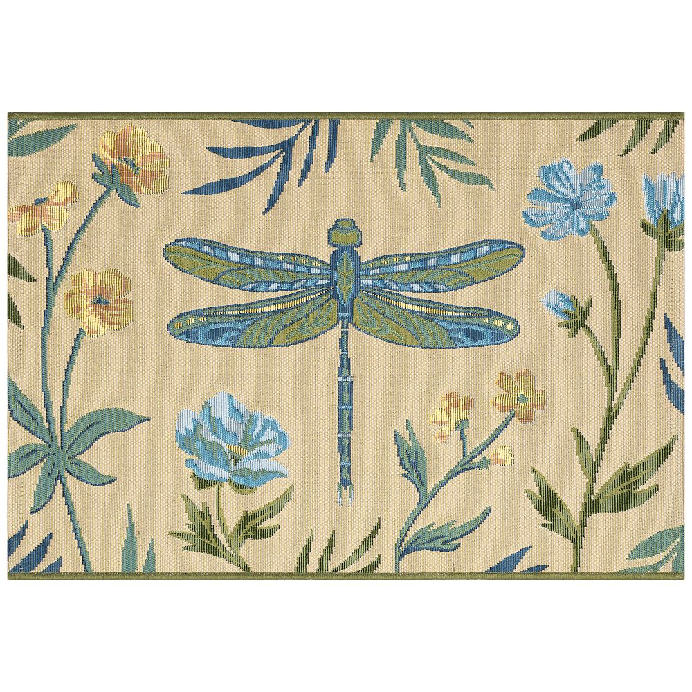 Liora Manne Esencia Floral Dragonfly Indoor/Outdoor Area Rug Mat