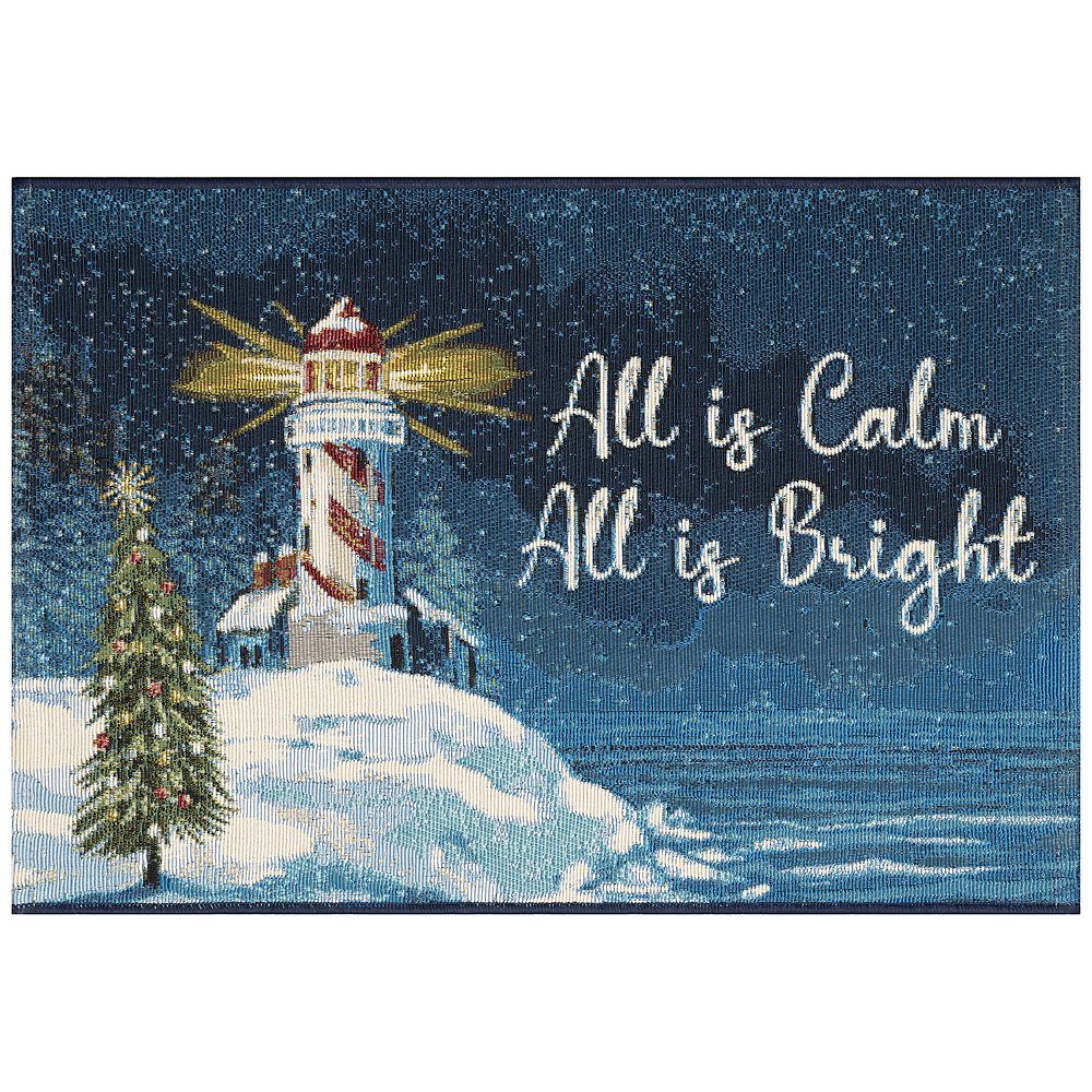 Liora Manne Esencia All Is Calm Indoor/Outdoor Holiday Lighthouse Doormat