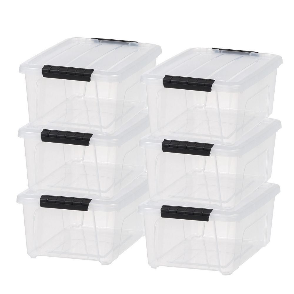 Iris 13.5-Quart Clear Latching Storage Bin with Lids 6 Pack