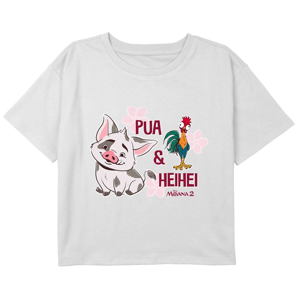 Disney's Moana 2 Pua And HeiHei Girls 7-16 Cropped Graphic Tee