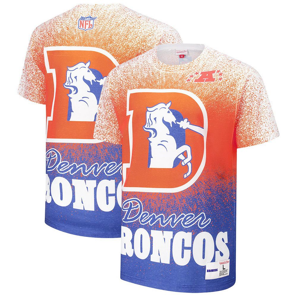 Men's Mitchell & Ness White Denver Broncos Team Burst Vintage Logo T-Shirt