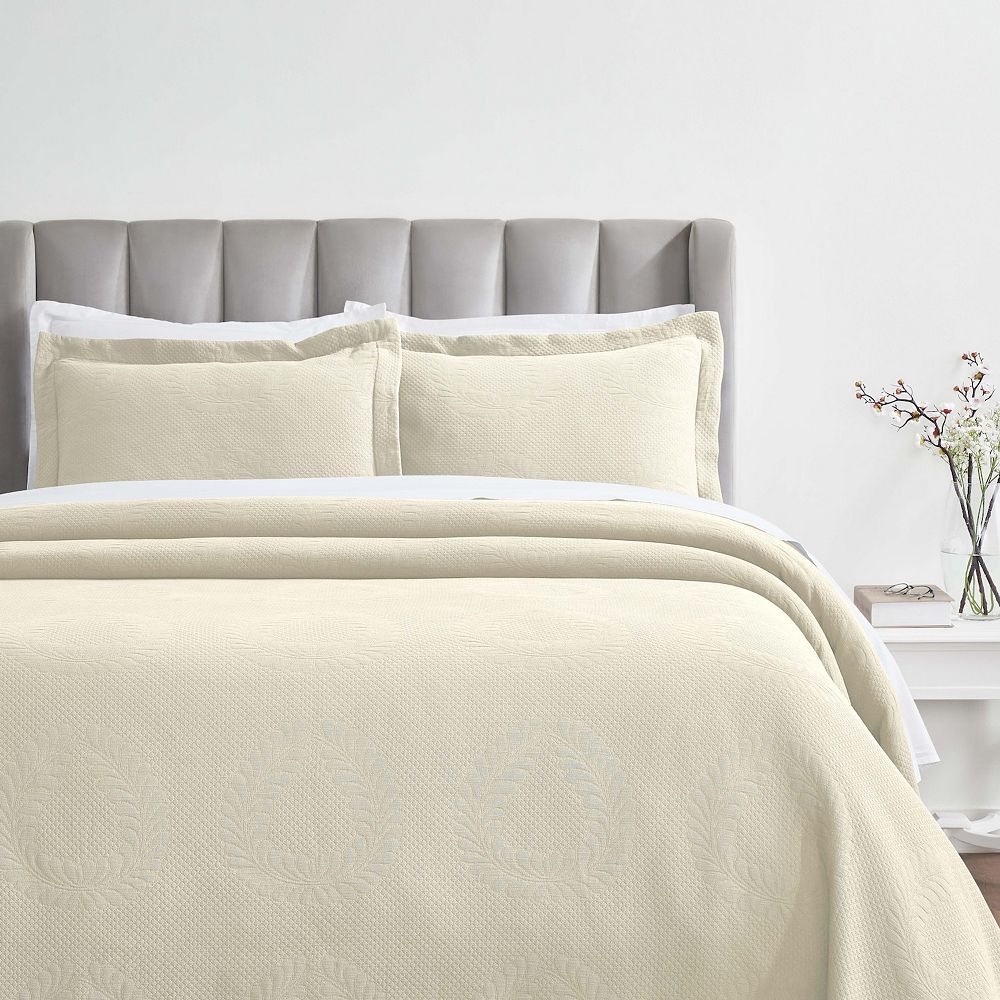SUPERIOR Peploi Cotton Matelasse Bedspread and Sham Set