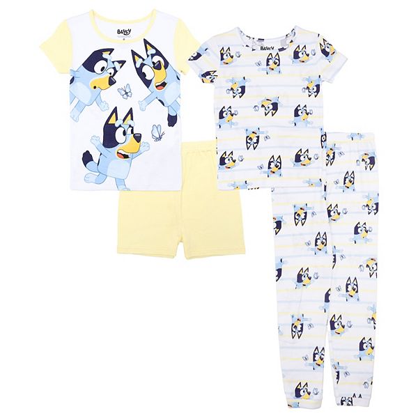 Girls 4-8 Bluey 4-Piece Fun With Butterfly Pajama Tops & Pajama Bottoms Set